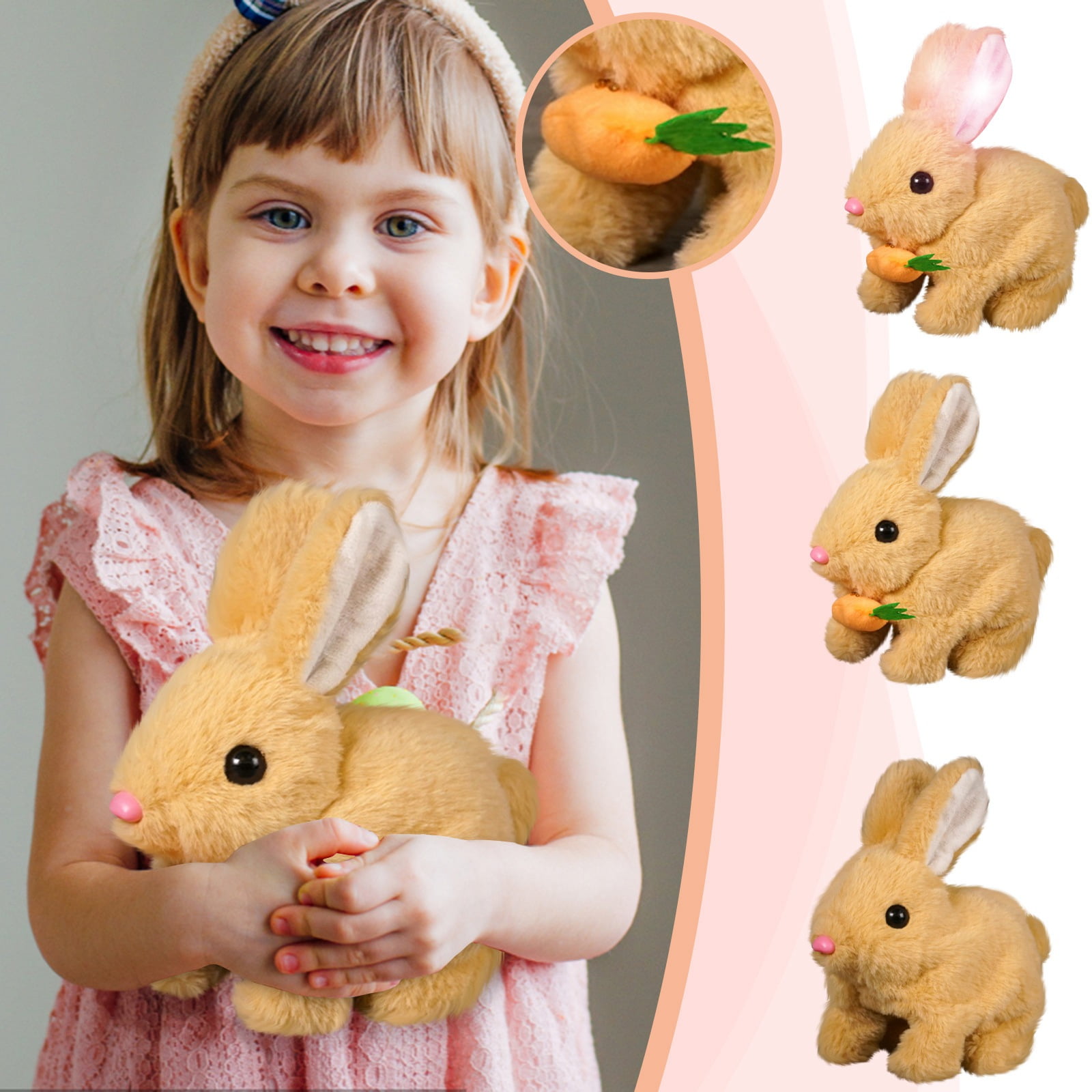 Electric Rabbit Toy Plush Bunny Battery Operated Hopping Animal Rabbit ...
