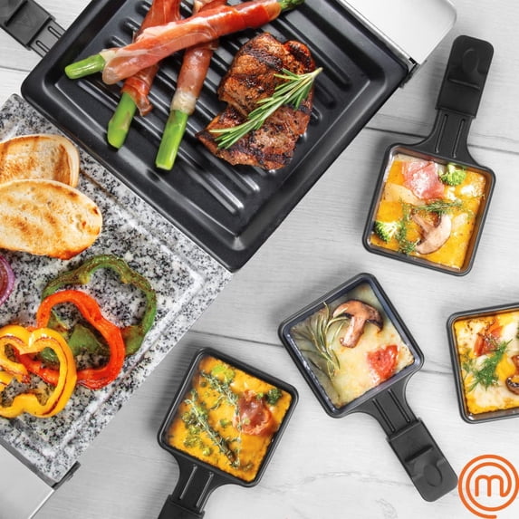 Electric Raclette Table Grill w Non-Stick Grilling Plate & Cooking ...