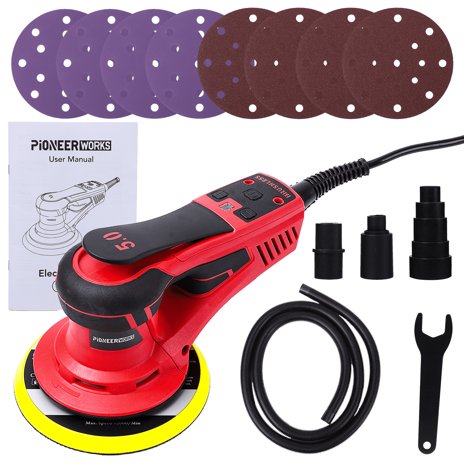 Electric Random Orbital Sander, 350W 6 inch 10000 RPM Low Vibration ...