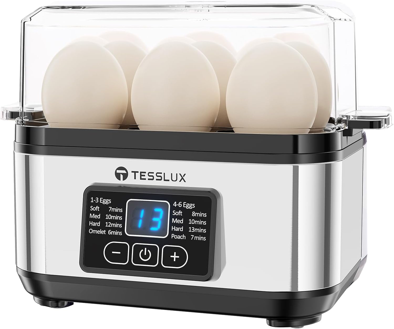 Electric Rapid Egg Cooker, 6 Egg Capacity for Hard Boiled Eggs, Poached ...