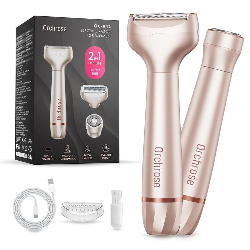 Electric Razor- 2 in 1 Shaver & Trimmer for Women,Portable Rechargeable ...