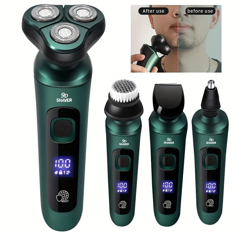 Electric Razor For Men, 4 In 1 Smart Electric Shaver LCD Digital ...
