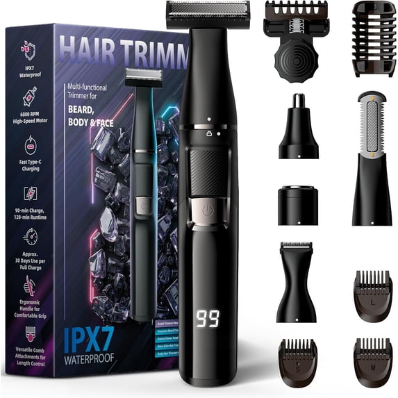 Electric Razor for Men 5 in 1, Beard Trimmer Kit with Adjustable 1–8mm ...