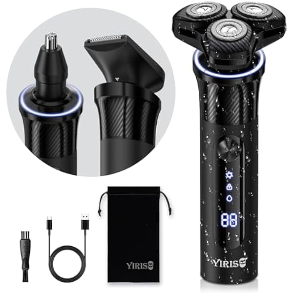 Electric Razor for Men, Cordless Rechargeable Electric Shavers, IPX7 ...