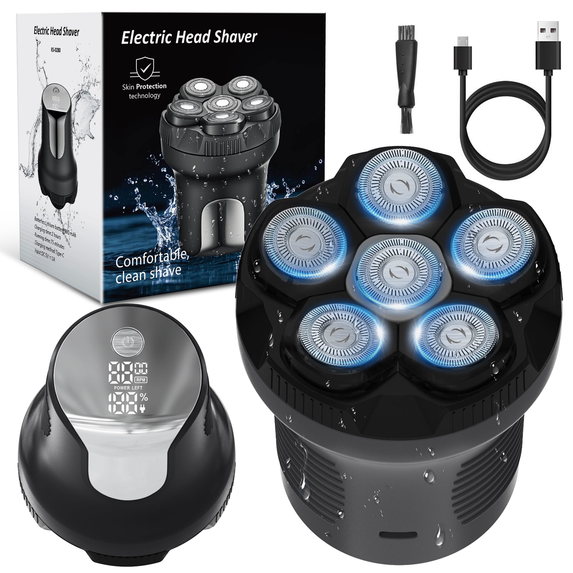 Head Shavers for Bald Men,Magnetic Electric Razor with LED Display,6D ...