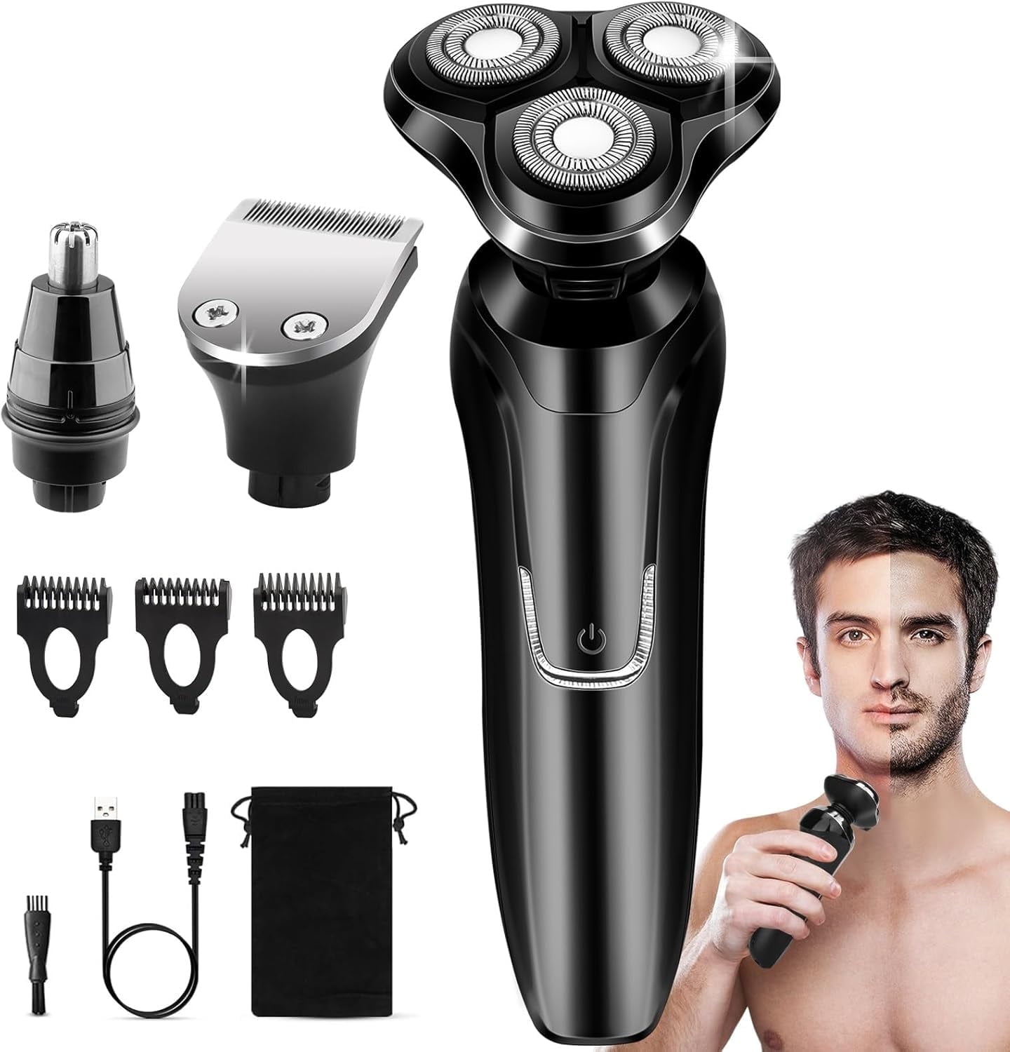 Electric Razor for Men, Men's Rotary Shavers, Waterproof,Wet and Dry ...