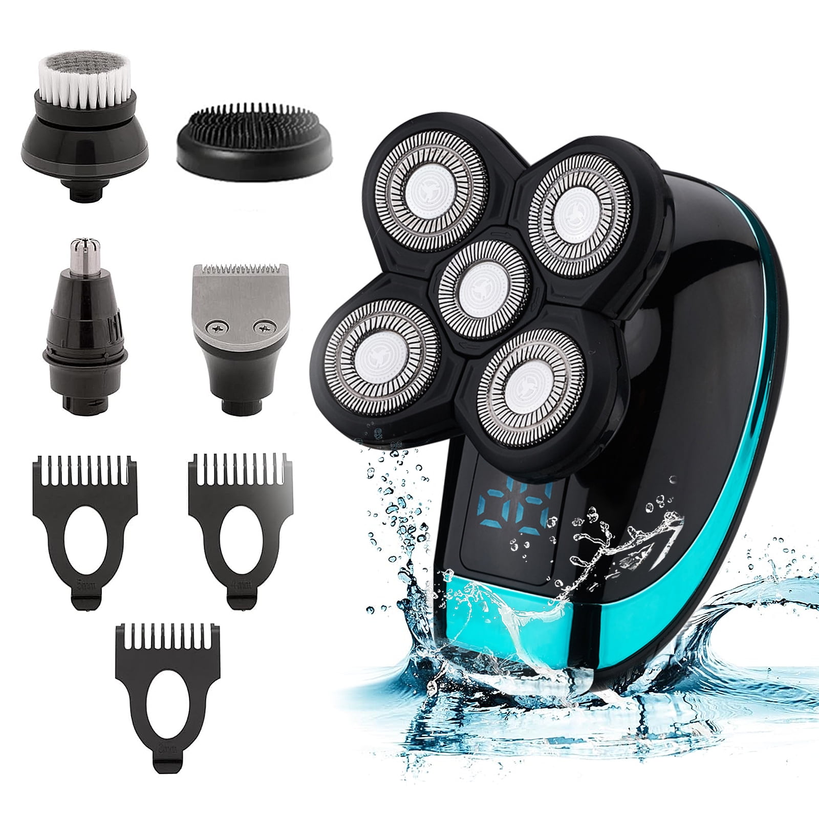 5 in 1 Men's Electric Razor - Bald Head Shaver Grooming Kit - USB ...