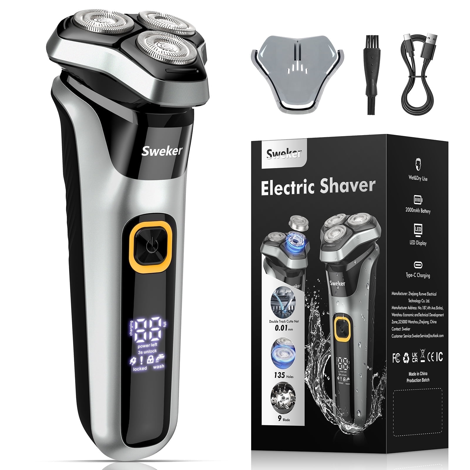 Prozing Electric Razor for Men, Rechargeable Electric Shaver with Pop ...