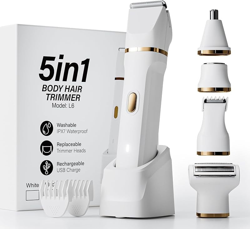 Electric Razors for Women, 5-in-1 Wet/Dry Bikini Trimmer with USB ...