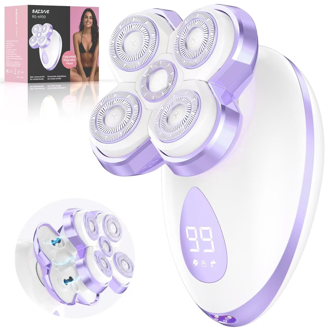 Electric Razors for Women - Upgraded Magnetic Electric Shaver for Women ...