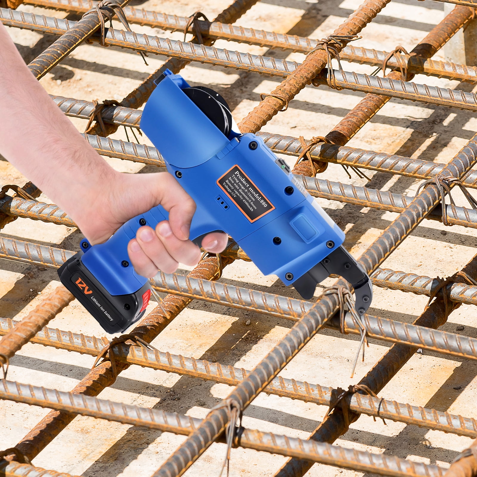 Electric Rebar Tying Machine 12V Cordless with 1800mAh Battery, Fast ...