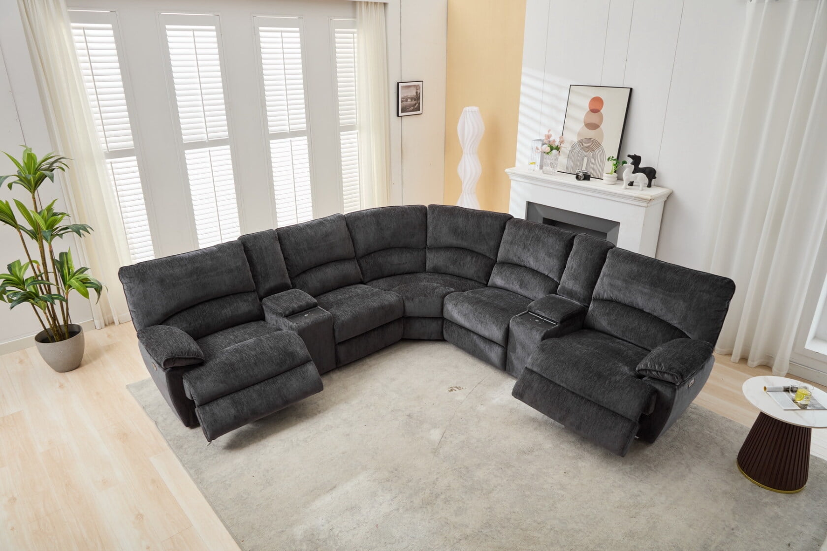 Electric Reclining Modular Sectional Sofa with Integrated Wireless ...