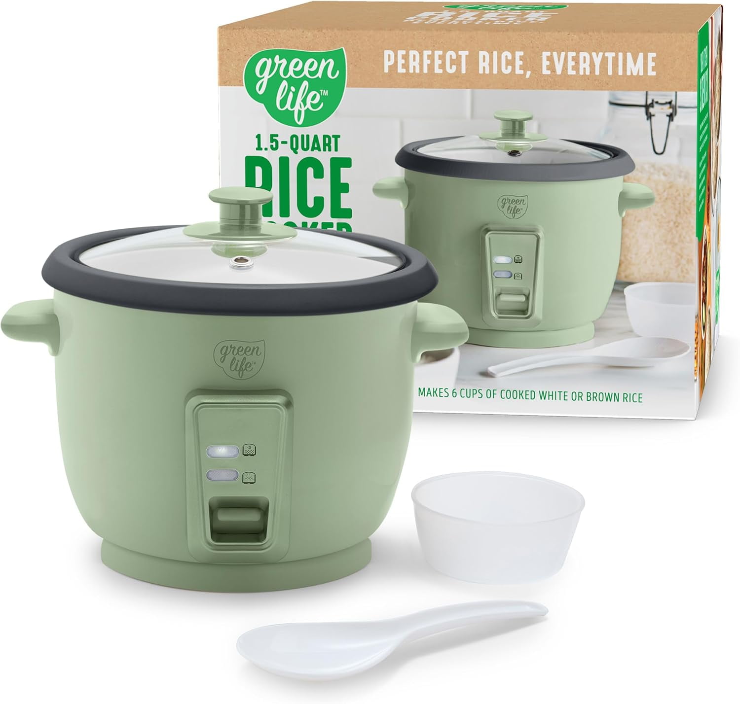 Electric Rice Cooker, 3-Cups Uncooked/6-Cups Cooked, Removable PFAS ...
