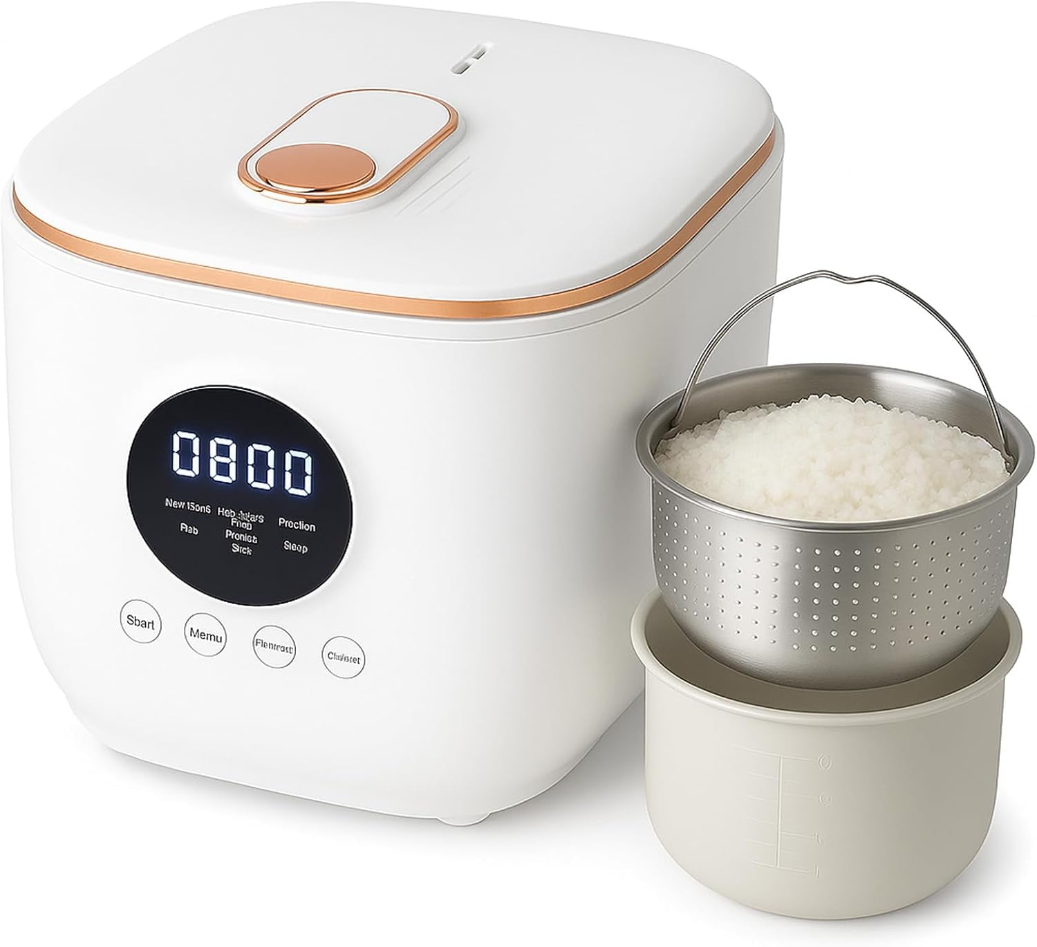 Electric Rice Cooker Low Sugar 3L with Steamer Basket, Ceramic Inner ...