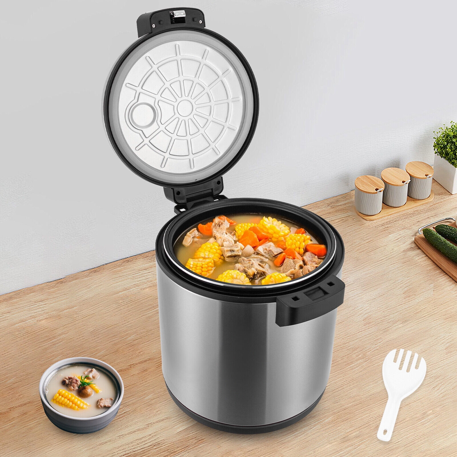6Gal Electric Rice Warmer Dual Temperature Stainless Steel Keep Rice ...