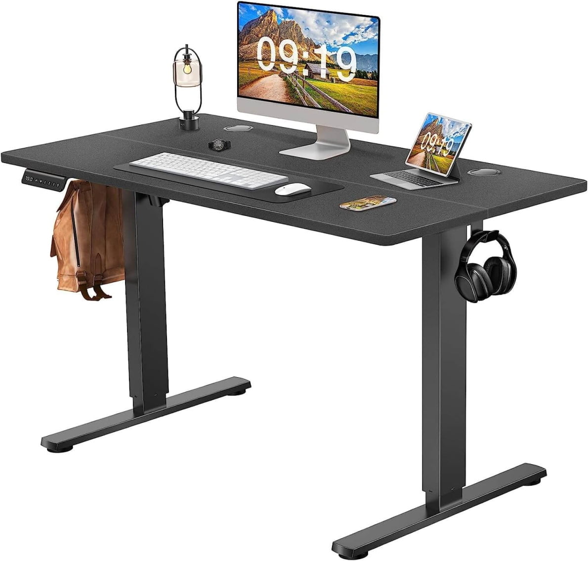 Electric Rising Desk, Wood Height Adjustable Standing Desk with Drawer ...