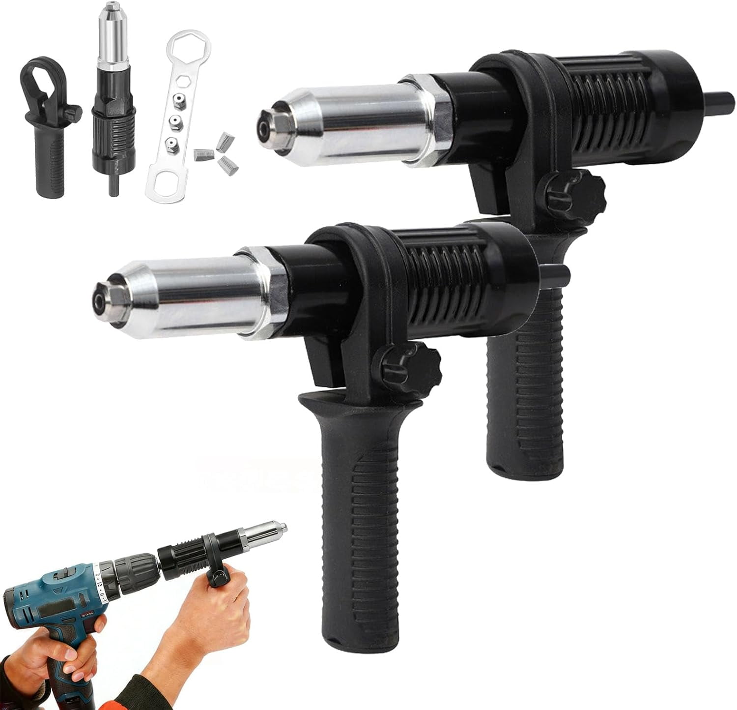 Electric Rivet Gun Adapter Kit, 1/4" Hex Shank Power Drill Riveting ...