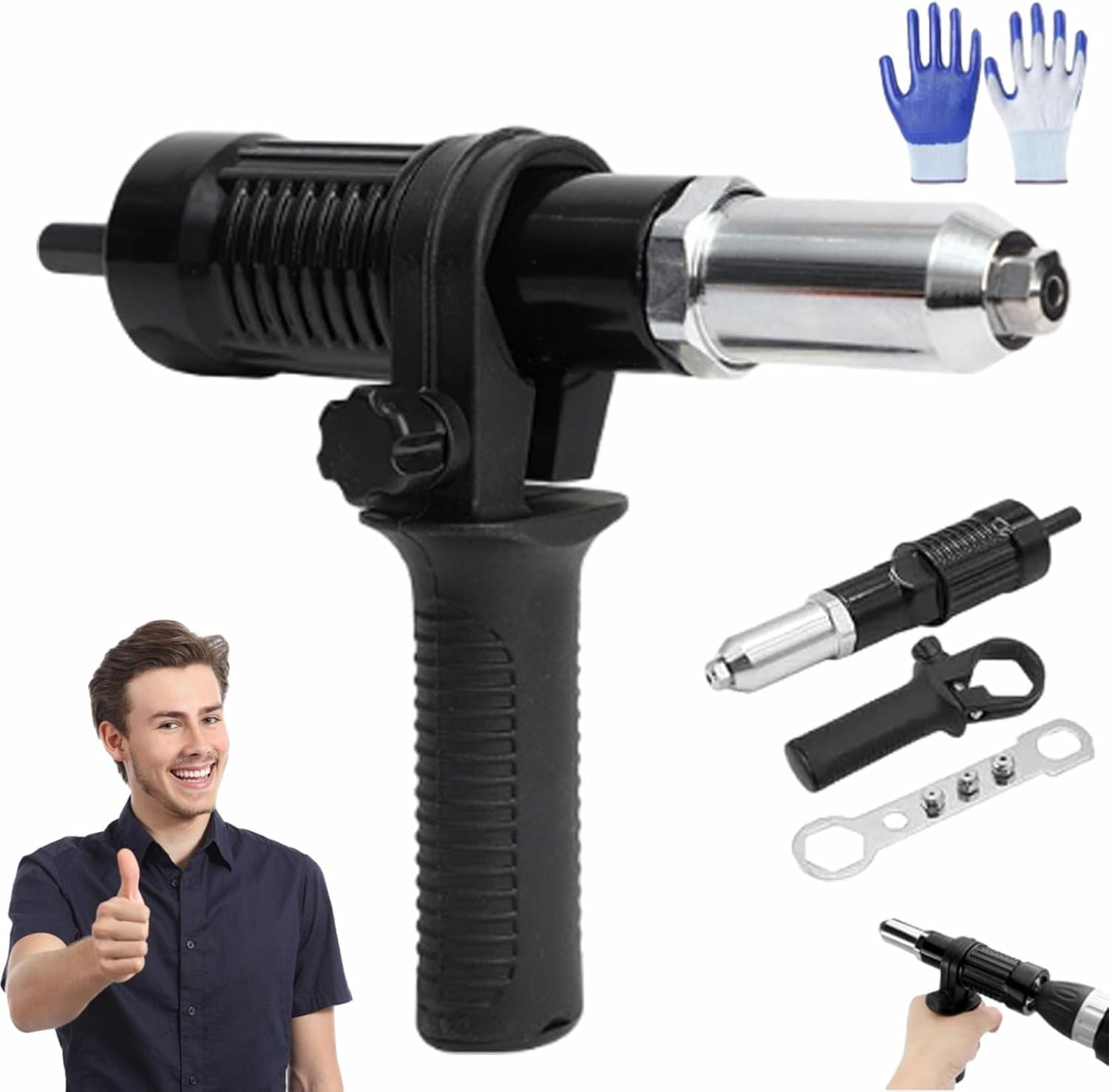 Electric Rivet Gun Adapter Kit, Rivet Gun Adapter for Drill with ...