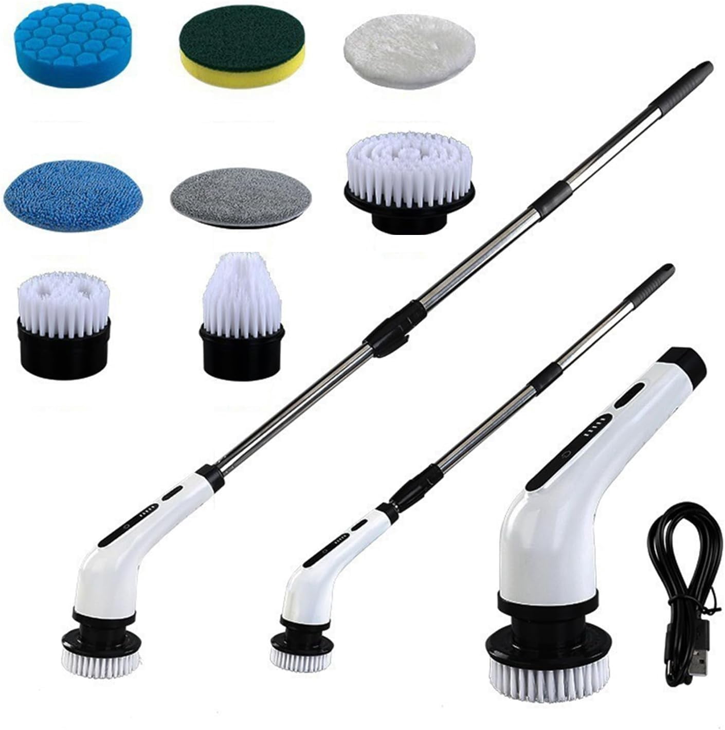 Electric Rotary Scrubber, New Cordless Shower Cleaning Brush with 8 ...
