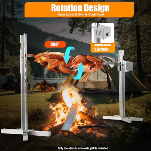 Electric Rotisserie Grill Kit, 53" Heavy Duty Stainless Steel Universal ...