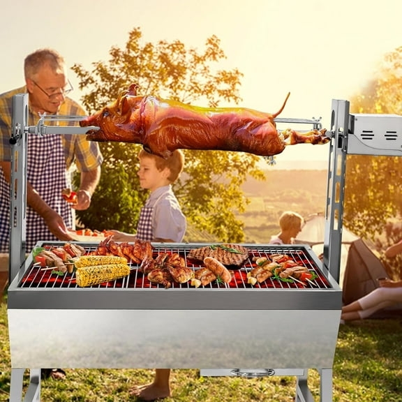 Electric BBQ Rotisserie Grill Kit, 46 Inch 176 Lbs Capacity, Height ...