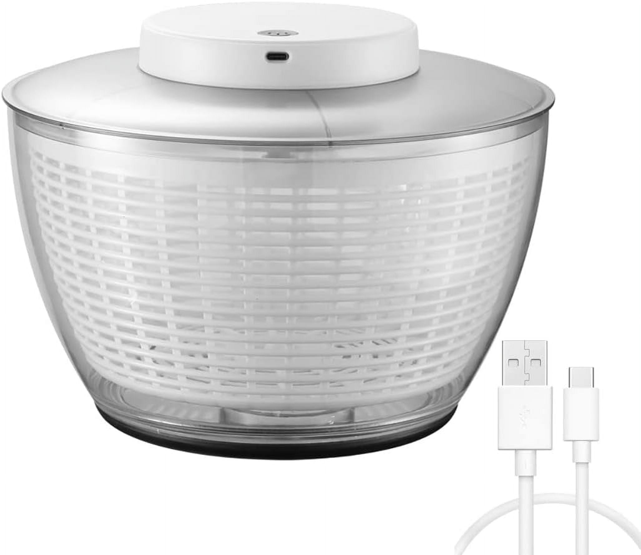 Electric Salad Spinner,4.5L Type-C Rechargeable Lettuce Spinner ...