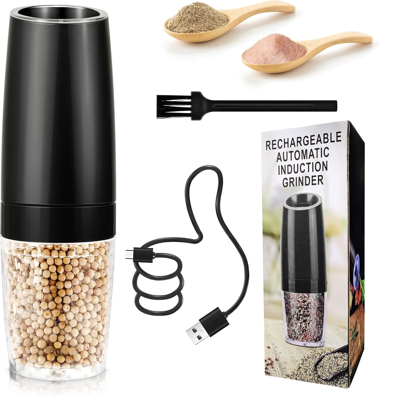 Electric Salt and Pepper Grinder, Automatic Pepper Mill, USB ...