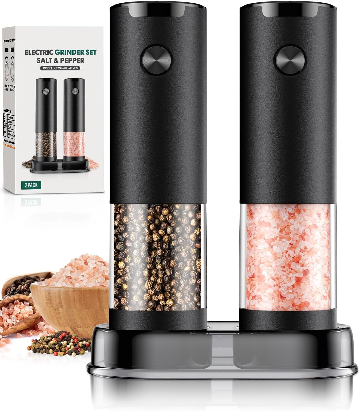 Electric Salt and Pepper Grinder Set Automatic Battery-Operated Pepper ...
