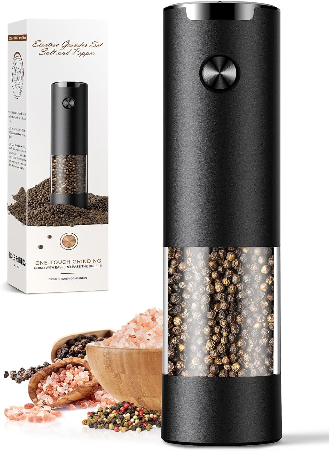 Electric Salt and Pepper Grinder Set Automatic Battery Pepper Mill ...