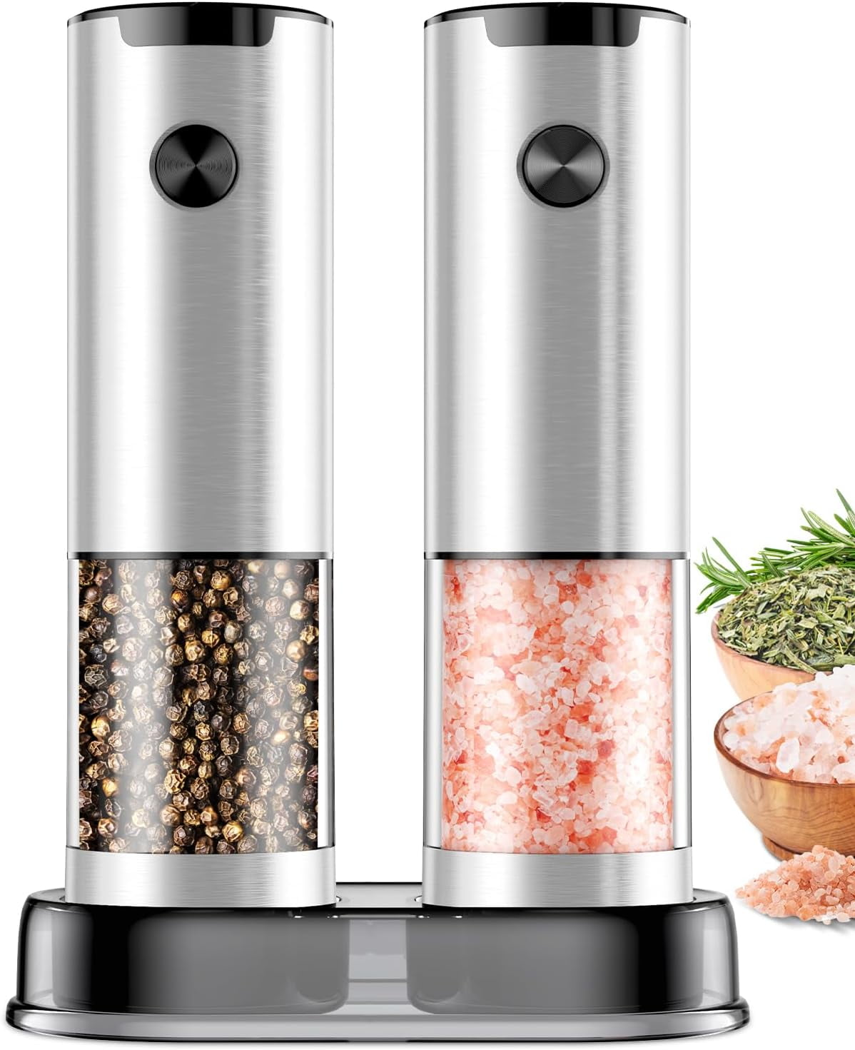 Electric Salt and Pepper Grinder Set Automatic Battery Pepper Mill ...