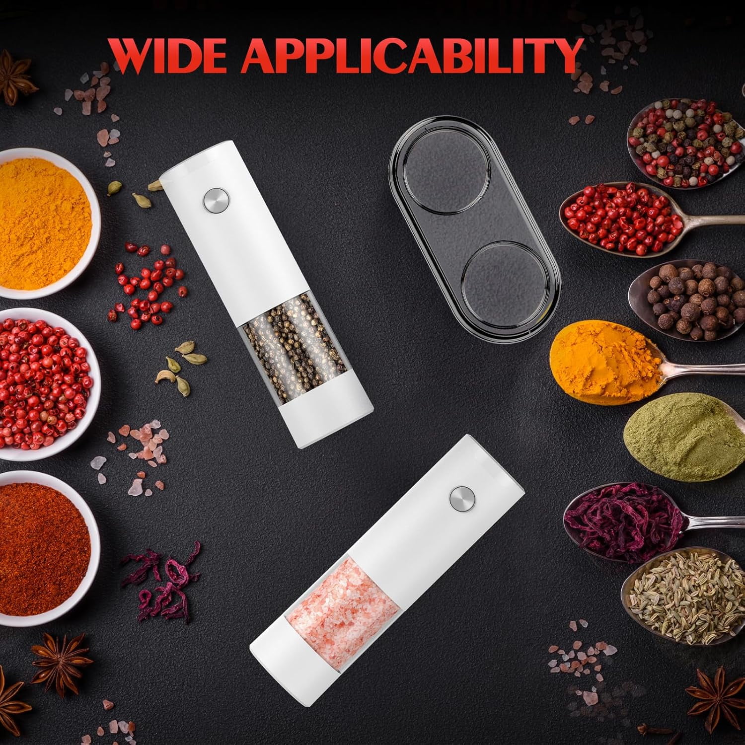 Electric Salt and Pepper Grinder Set Automatic Battery Pepper Mill ...
