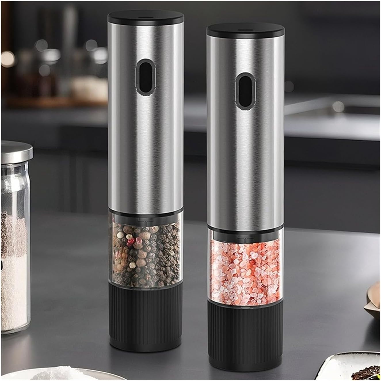 Electric Salt and Pepper Grinder Set Automatic Battery Pepper Mill ...