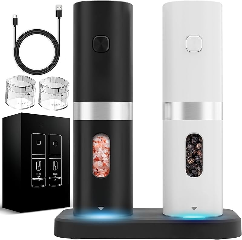 Electric Salt and Pepper Grinder Set - Automatic Salt and Pepper ...