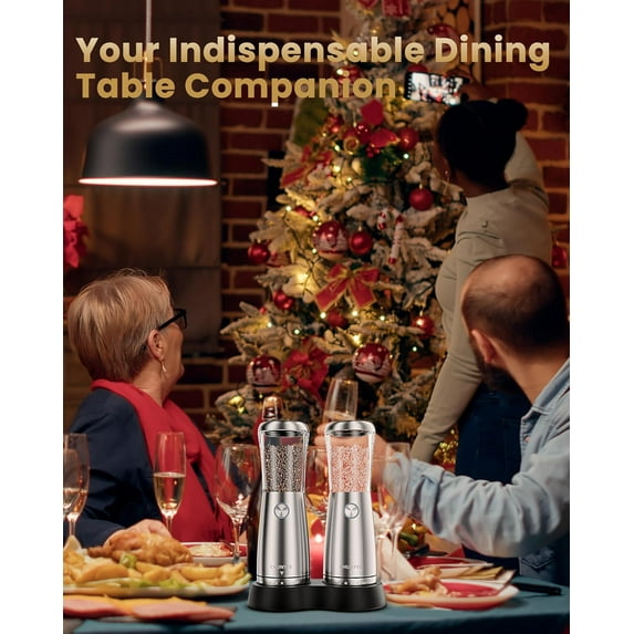 Electric Salt and Pepper Grinder Set - Automatic Stainless Steel ...