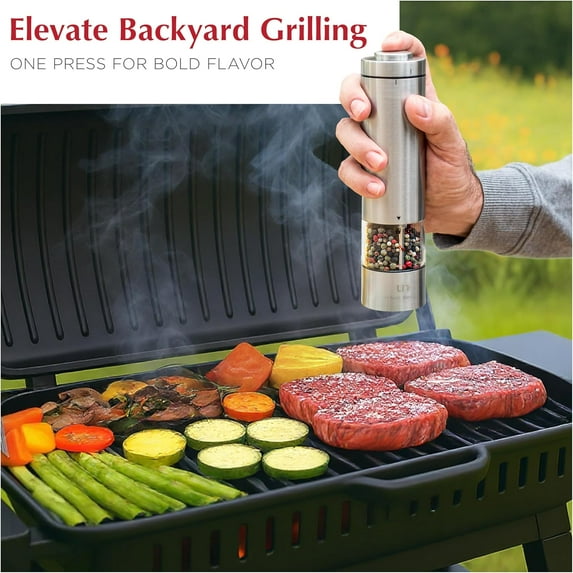 Electric Salt and Pepper Grinder Set - Battery Operated Stainless Steel ...