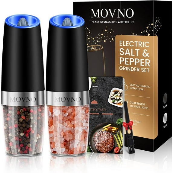 Electric Salt and Pepper Grinder Set, Battery Powered LED Light One ...