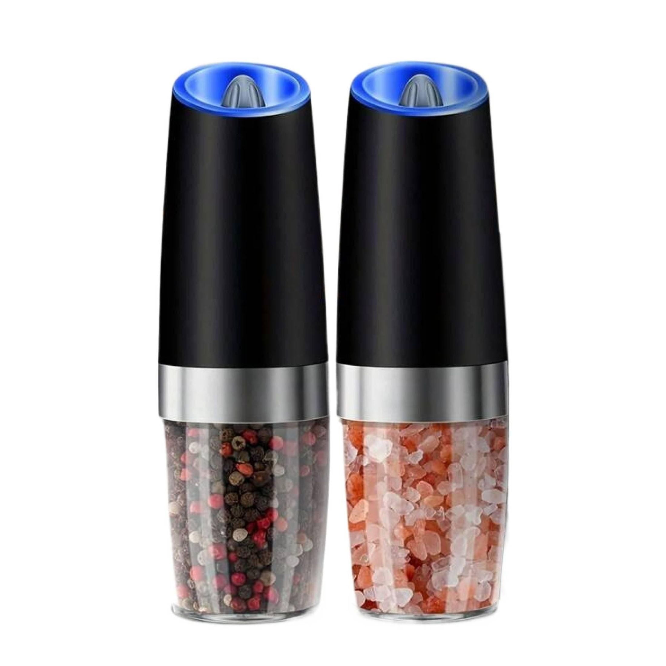 Electric Salt Pepper Grinder Set, Battery Powered LED Light One Hand ...
