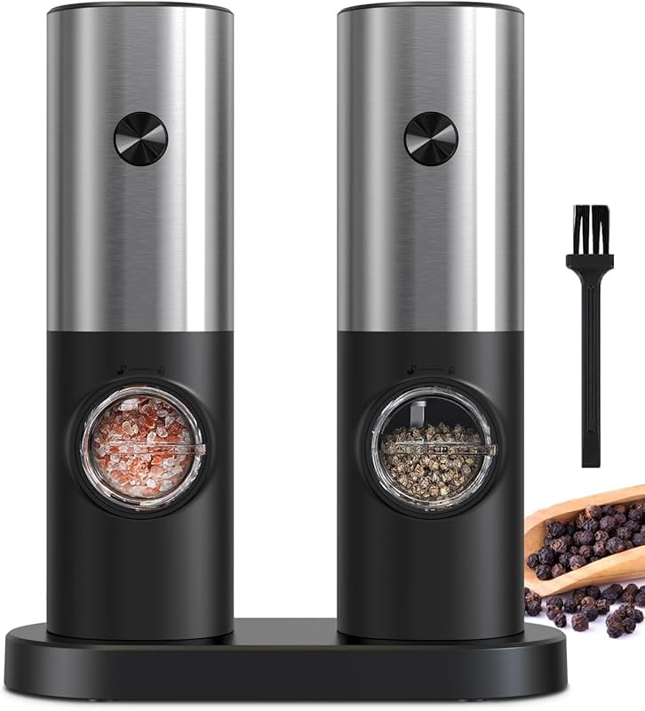 Electric Salt and Pepper Grinder Set, Battery Powered Pepper Mills with ...