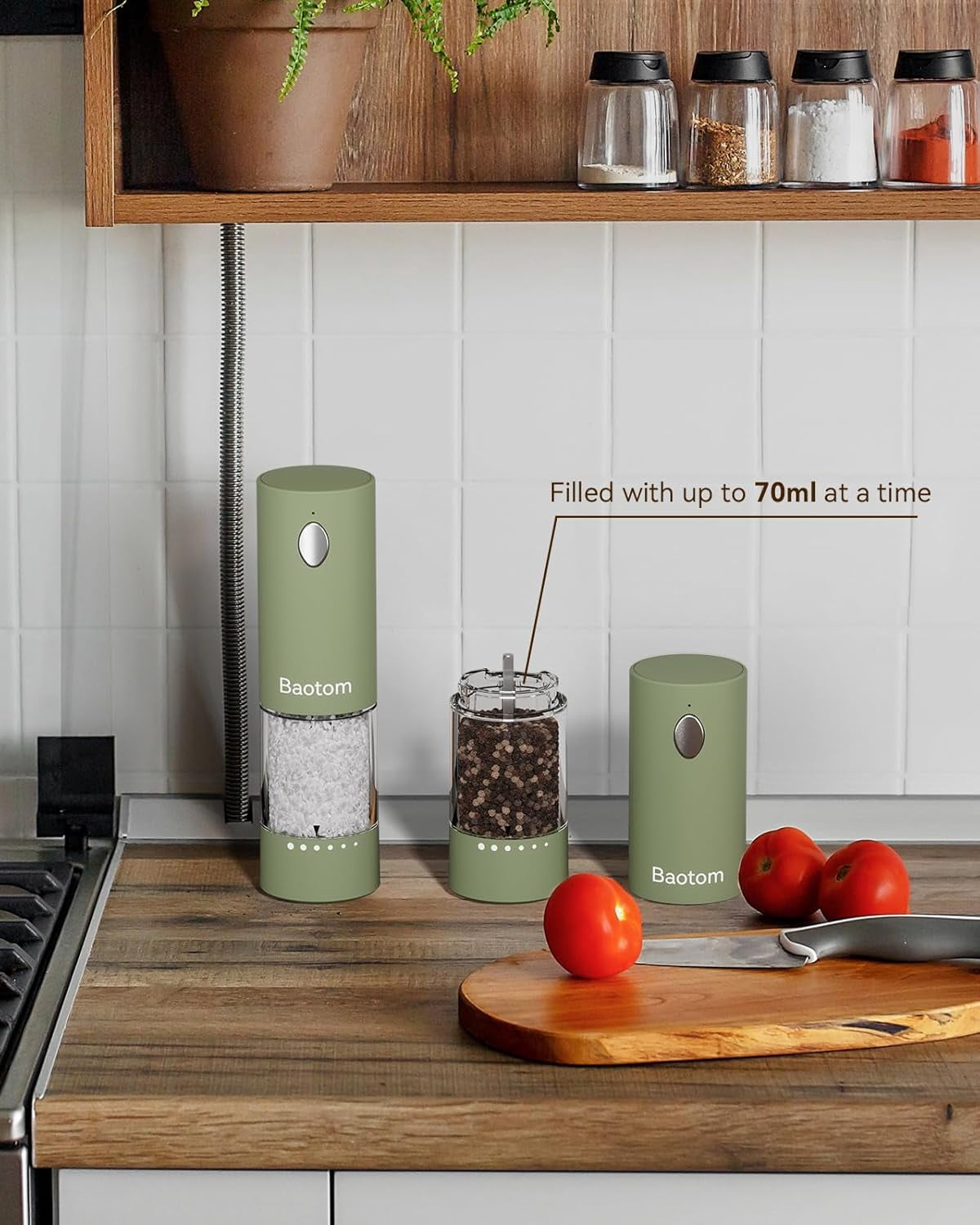 Electric Salt and Pepper Grinder Set with Dual Charging Base, 6 ...