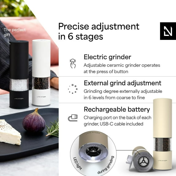 Electric Salt and Pepper Grinder Set I Automatic Salt and Pepper Mills ...