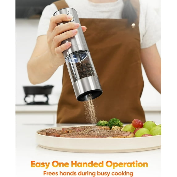 Electric Salt and Pepper Grinder Set with LED Light, Rechargeable Salt ...