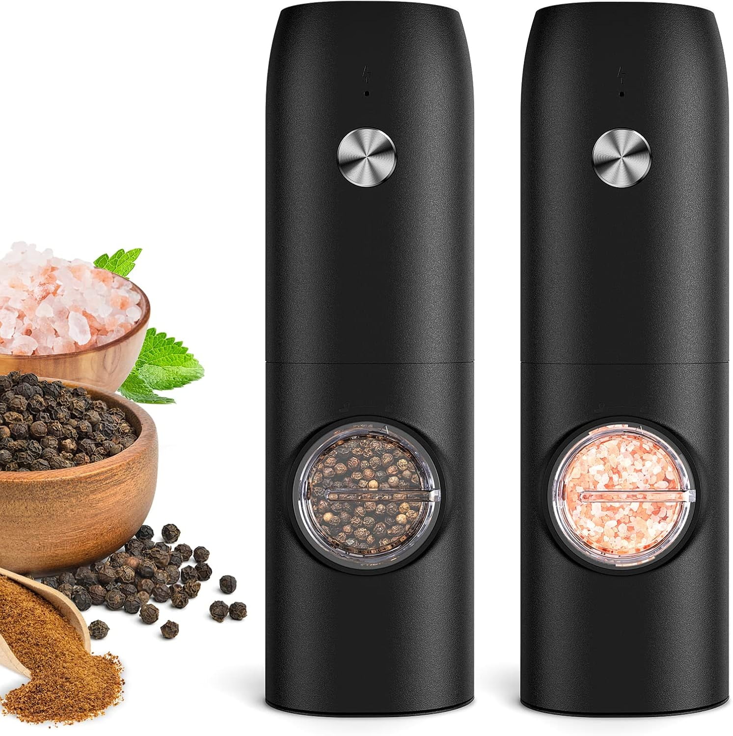 Electric Salt and Pepper Grinder Set, Rechargeable Automatic Pepper ...