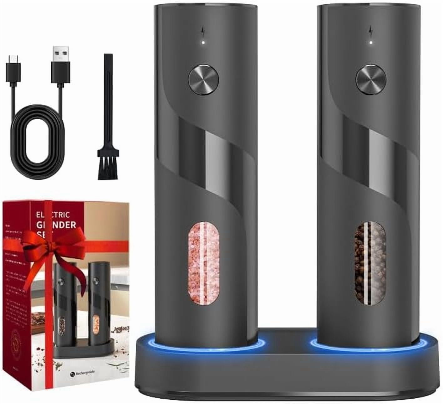 Electric Salt and Pepper Grinder Set Rechargeable with Easy to Carry ...