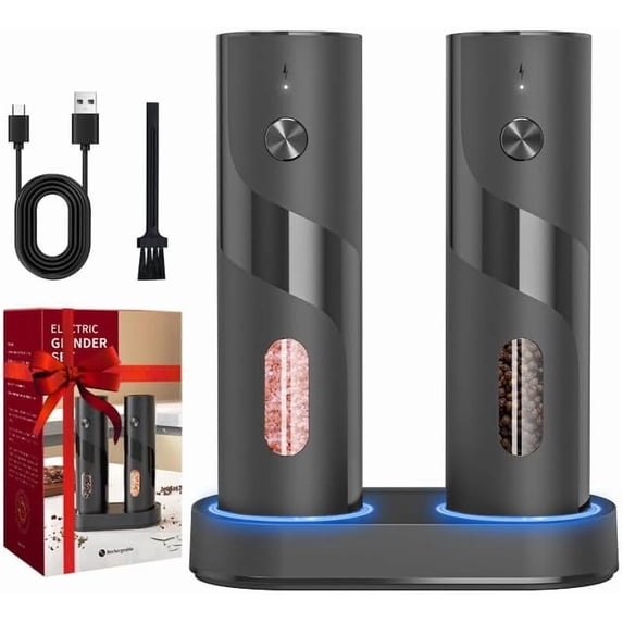 Electric Salt and Pepper Grinder Set Rechargeable with Easy to Carry ...