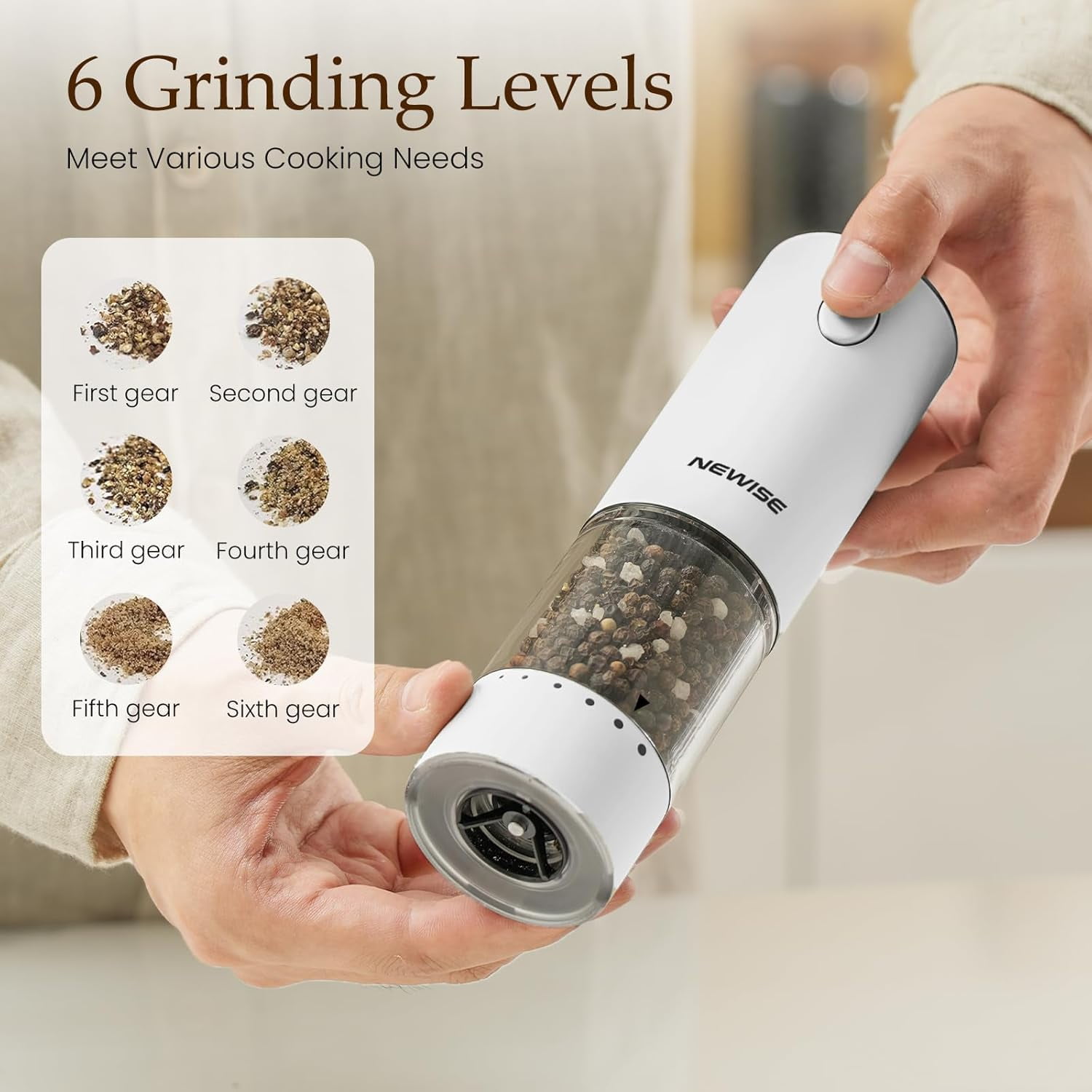 Electric Salt and Pepper Grinder Set, Rechargeable with LED Lights ...