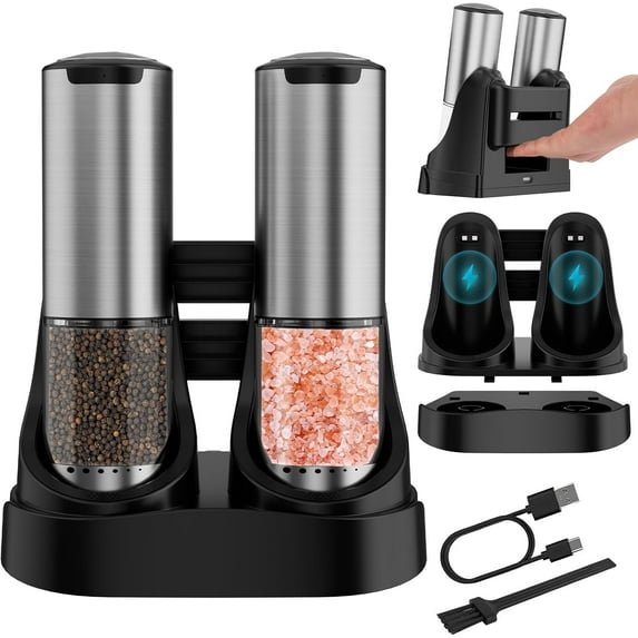 Electric Salt and Pepper Grinder Set Type-C Fast Charging, Automatic ...