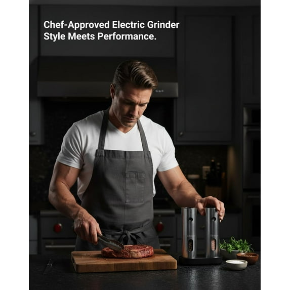 Electric Salt and Pepper Grinder Set with USB-C Rechargeable Base ...