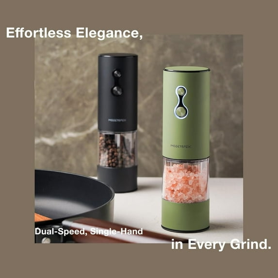 Electric Salt and Pepper Grinder Set USB-C Rechargeable, Dual-Speed ...