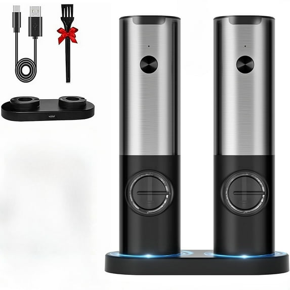 Electric Salt & Pepper Grinder Set - USB-C Rechargeable with LED Light ...