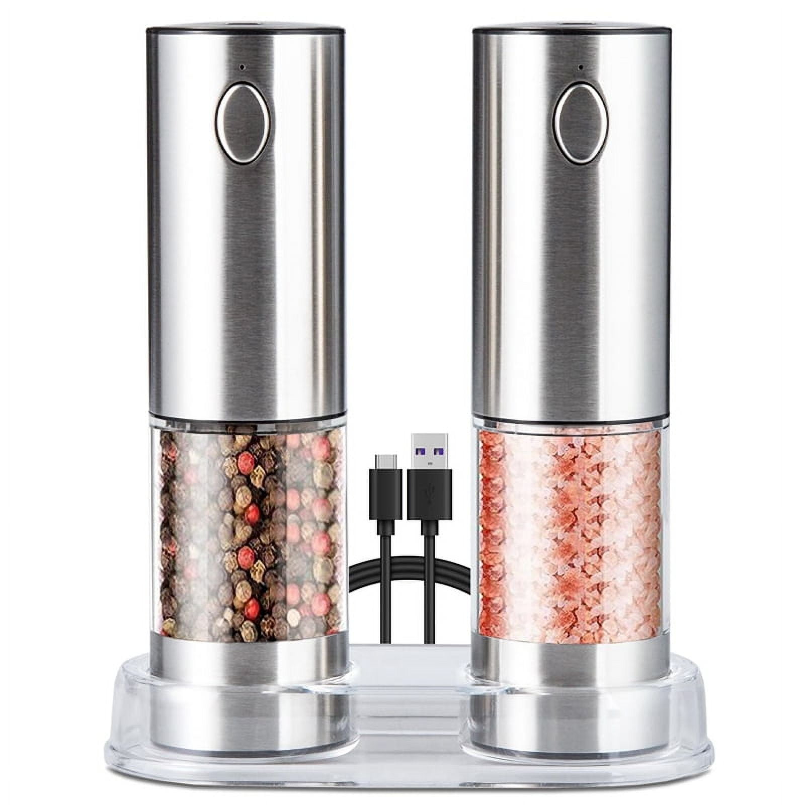 Electric Salt Pepper Grinder Set USB Rechargeable Adjustable Coarse and ...